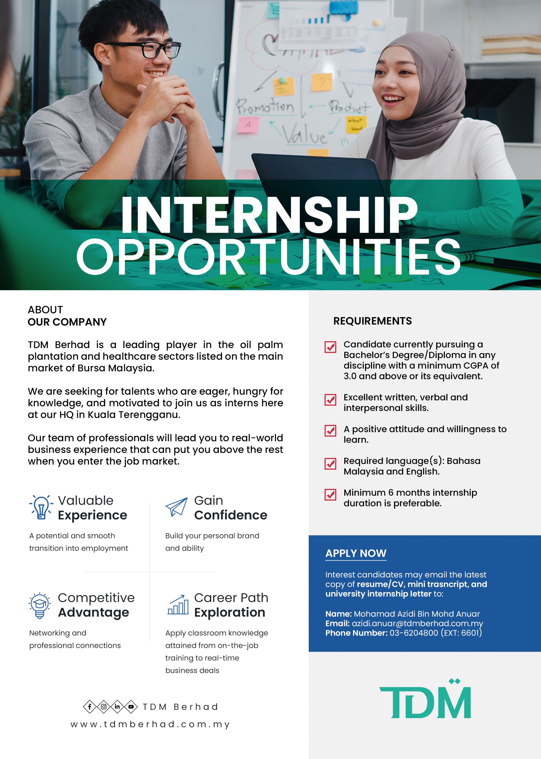 INTERNSHIP OPPORTUNITIES – TDM Berhad