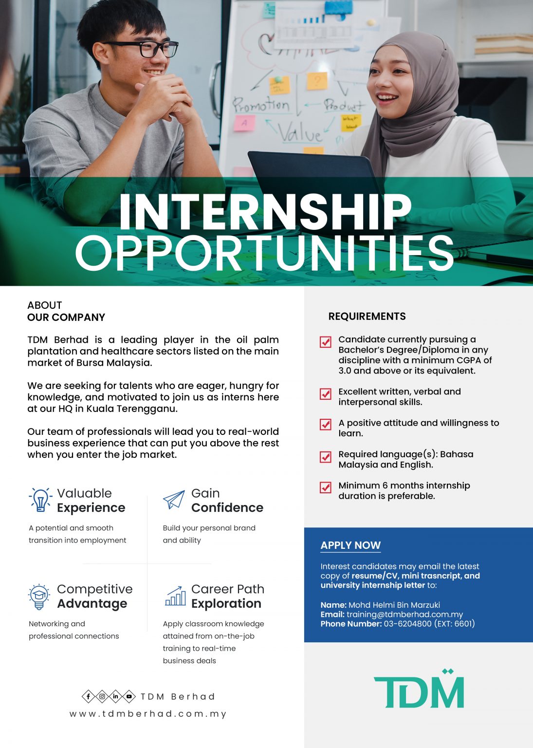INTERNSHIP OPPORTUNITIES – TDM Berhad – Leading Plantation & Healthcare ...